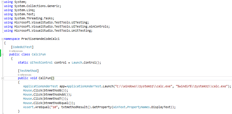 Hand Coding Coded UI Test using Visual Studio - TFS Solutions