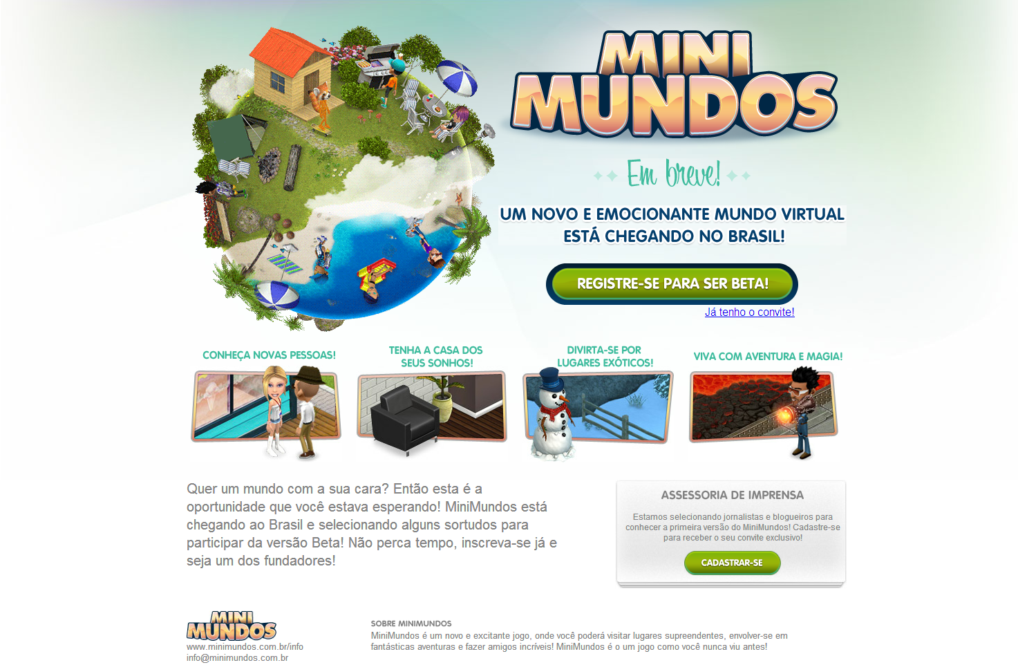 Mini Mundos BR: Pagina Inicial do Site