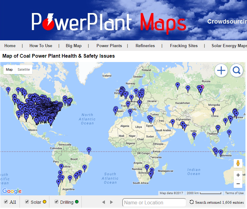Map of Coal Ash Ponds from Power Plants
