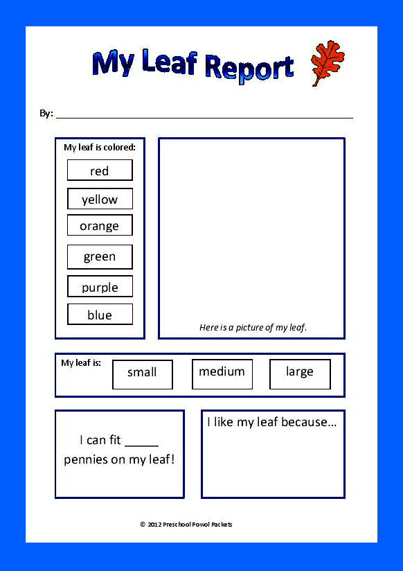 Leaf Activities for Preschool Leaf Theme | Preschool Powol Packets