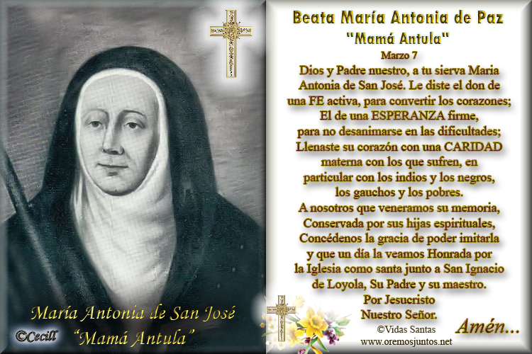 ® Gifs y Fondos Paz enla Tormenta ®: ESTAMPAS CON ORACIONES A LA BEATA MARÍA ANTONIA DE PAZ ...