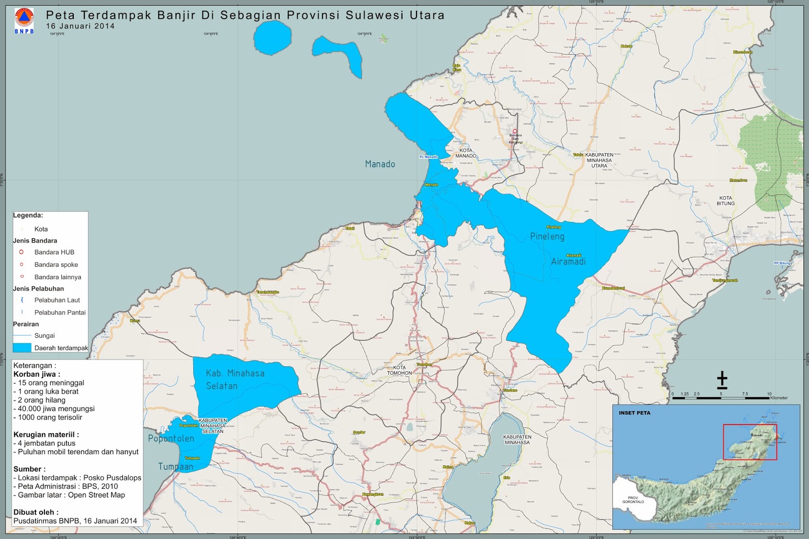 Breaking News Indonesia dan Dunia: Peta Banjir Sulut Manado dari BNPB 2014