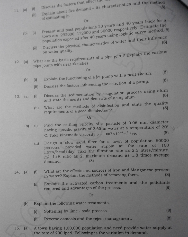 CE2304 Environmental Engineering I Nov Dec 2011 Question Paper ...
