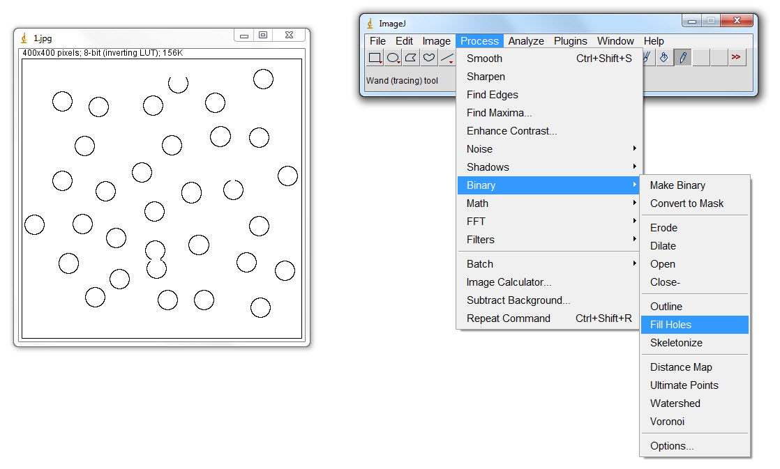 My imageJ: เมนู Process with ImageJ [ตอนที่ 23] Binary, Fill Holes ...