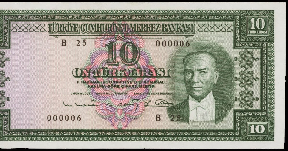 Turkey 10 Turkish Lira banknote 1960 Atatürk|World Banknotes & Coins ...