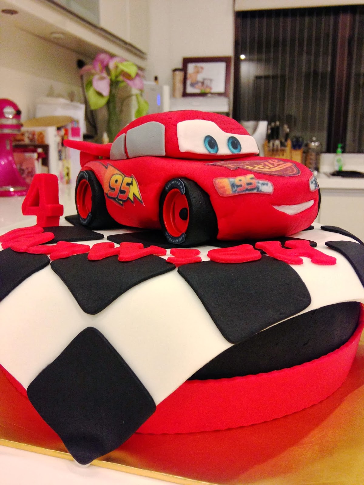 Lizzie as a Mummy: Lightning McQueen Cake and Disney Cars Dessert Table