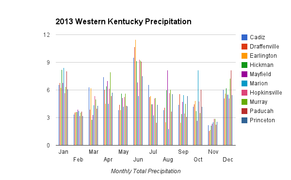 Rainfall Wrapup of 2013 in Western Kentucky
