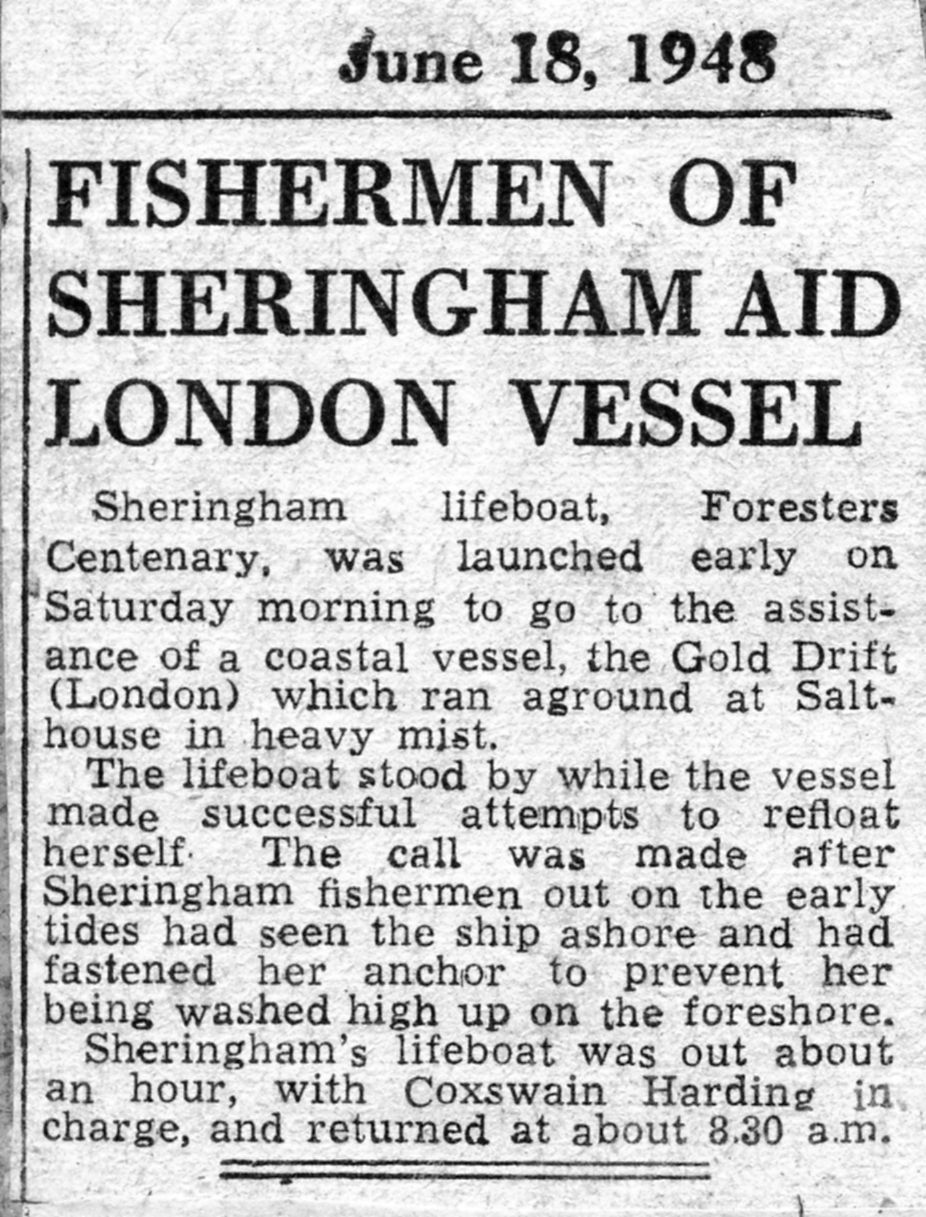 Henry Joyful West BEM: Coxswain John ‘Sparrow’ Hardingham, 1948