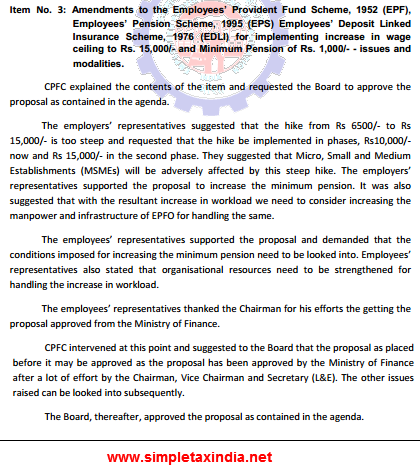 EPF limit to be increased to 15000/- from 6500/- Admin charges to be ...