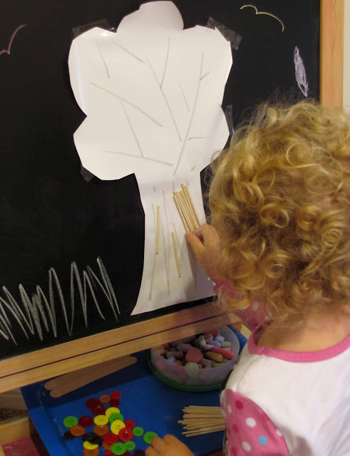 Sticky Wall Fall Tree Art for Toddlers | School Time Snippets
