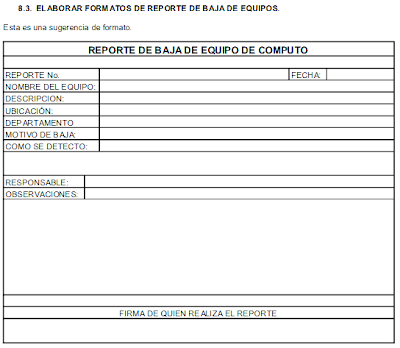 operación del equipo de computo: REPORTES DE DAÑO O PERDIDAS EN EL EQUIPO