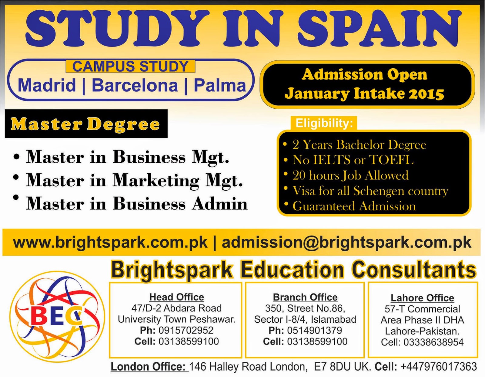 Brightspark Education Consultants News Updates: Study in Spain