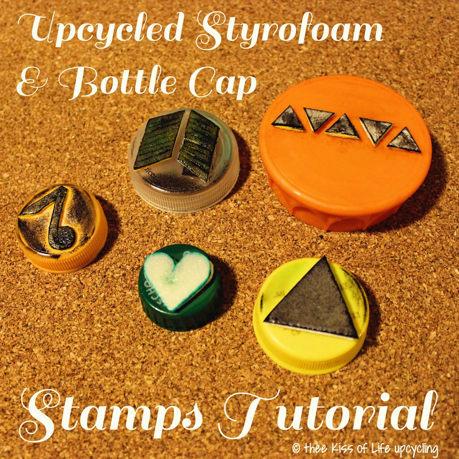 Upcycle Bottle Caps & Styrofoam into Stamps | TUTORIAL | thee Kiss of ...