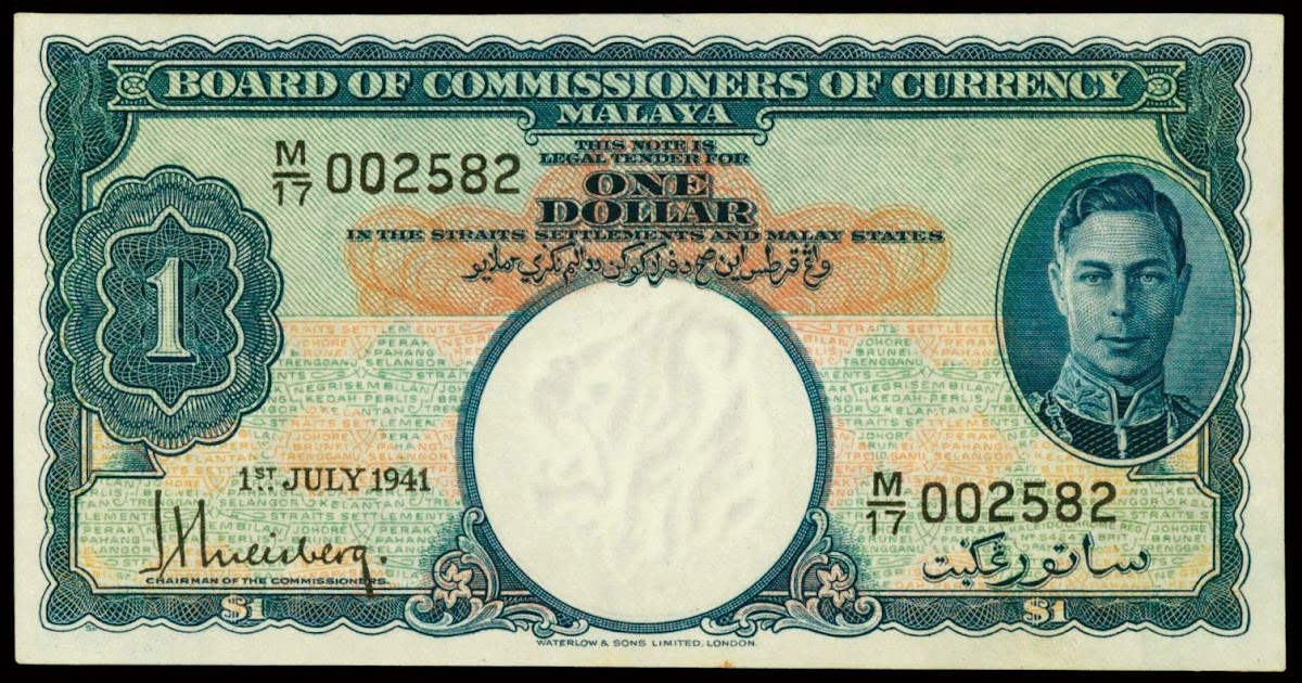 Malaya One Dollar Note 1941 King George VI|World Banknotes & Coins ...