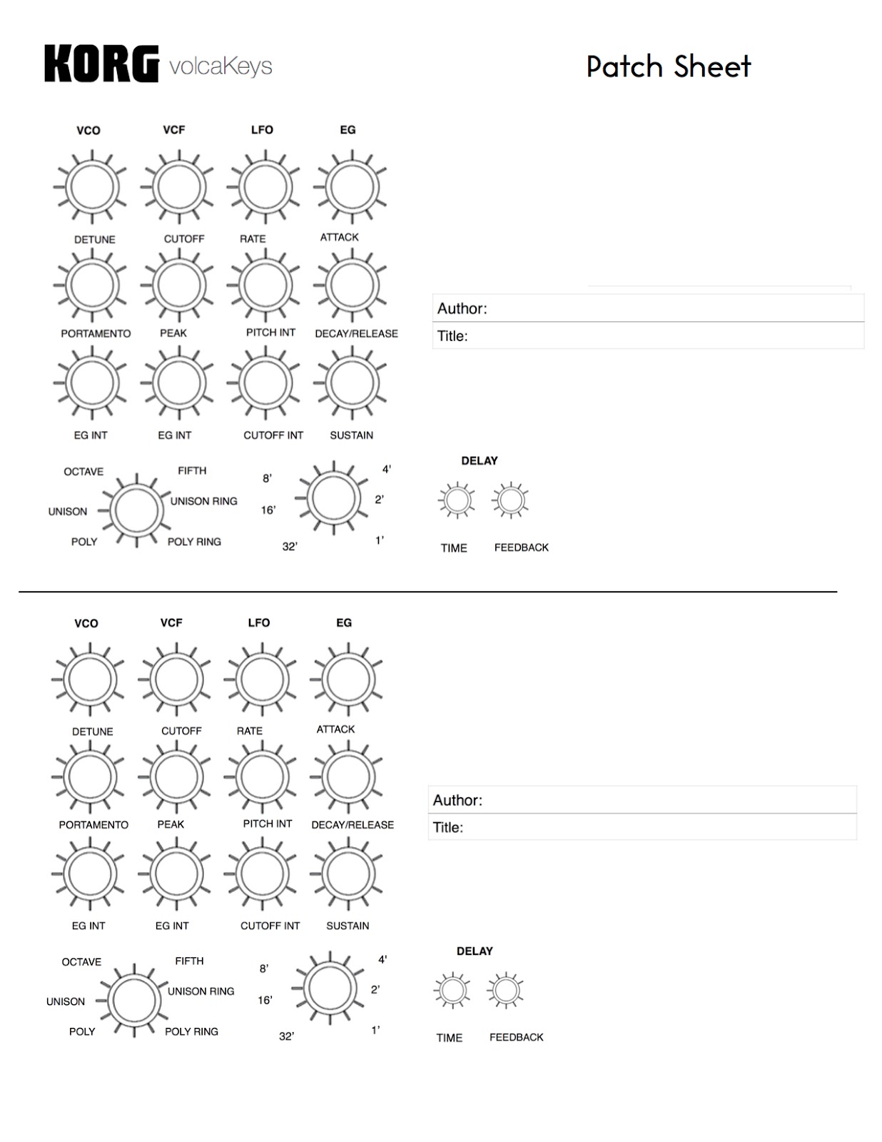 MATRIXSYNTH: KORG Volca Keys Pattern Sheet