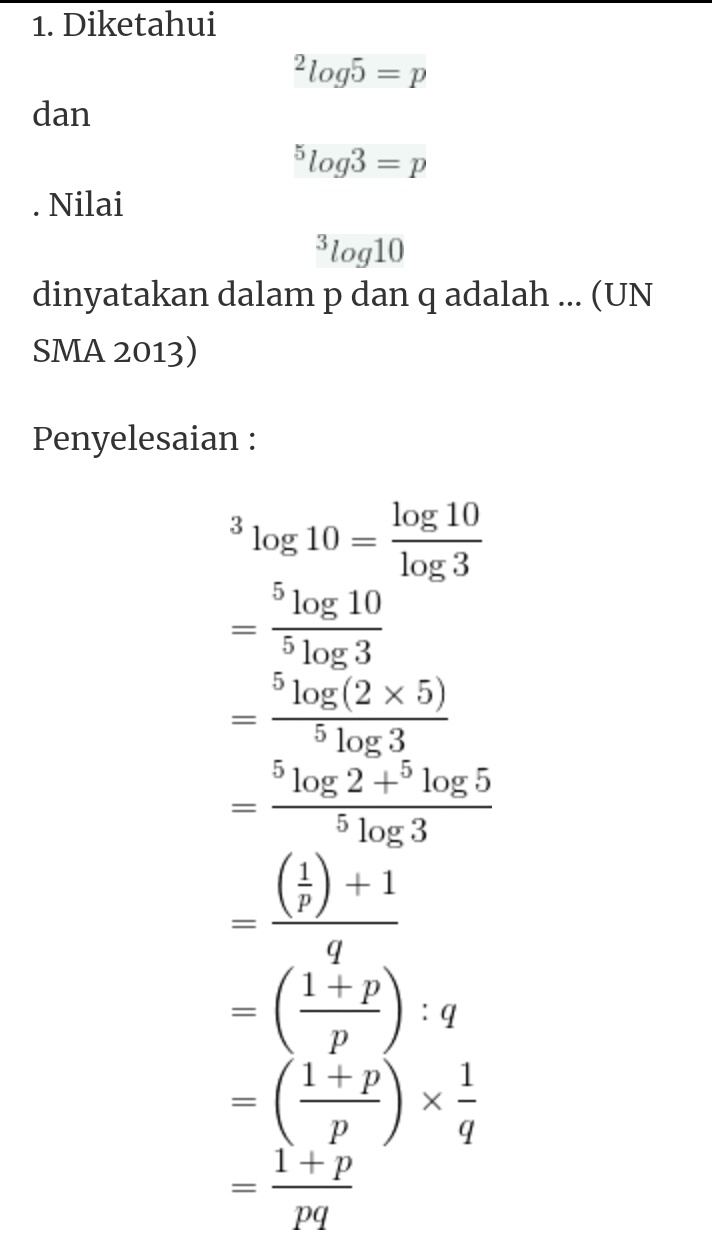 Sifat, Contoh Soal, Serta Pembahasan Logaritma Matematika - DWI PURWANTO
