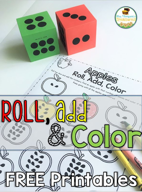 Mrs. Thompson's Treasures : Apples - Roll, Add, & Color