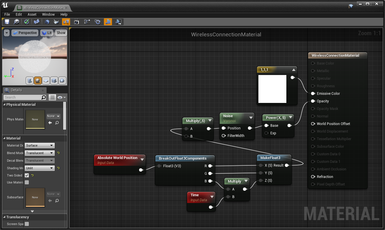 Wireless connection effect(Spline mesh component)