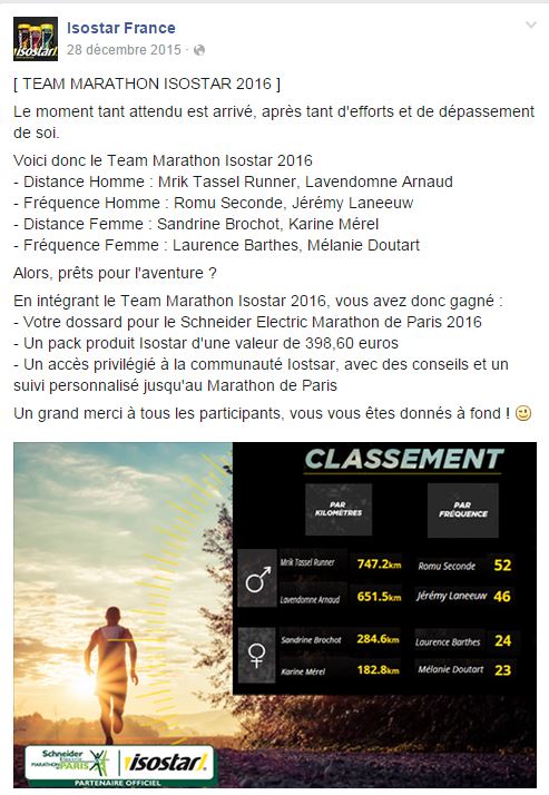 Le Marathon de Paris 2016 avec la Team Isostar ! ~ SandRunning