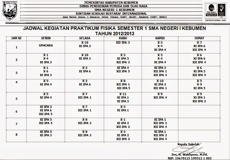 JADWAL PENGGUNAAN LABORATORIUM FISIKA - UTAKUTEKU