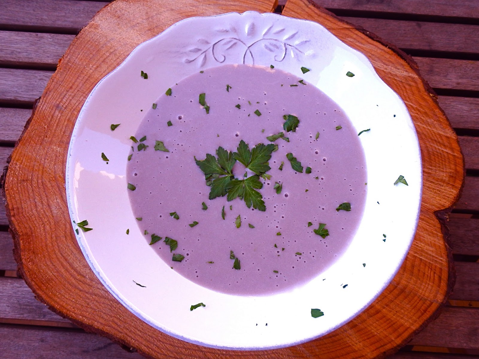 Les receptes que m'agraden: Crema ligera de patatas violeta