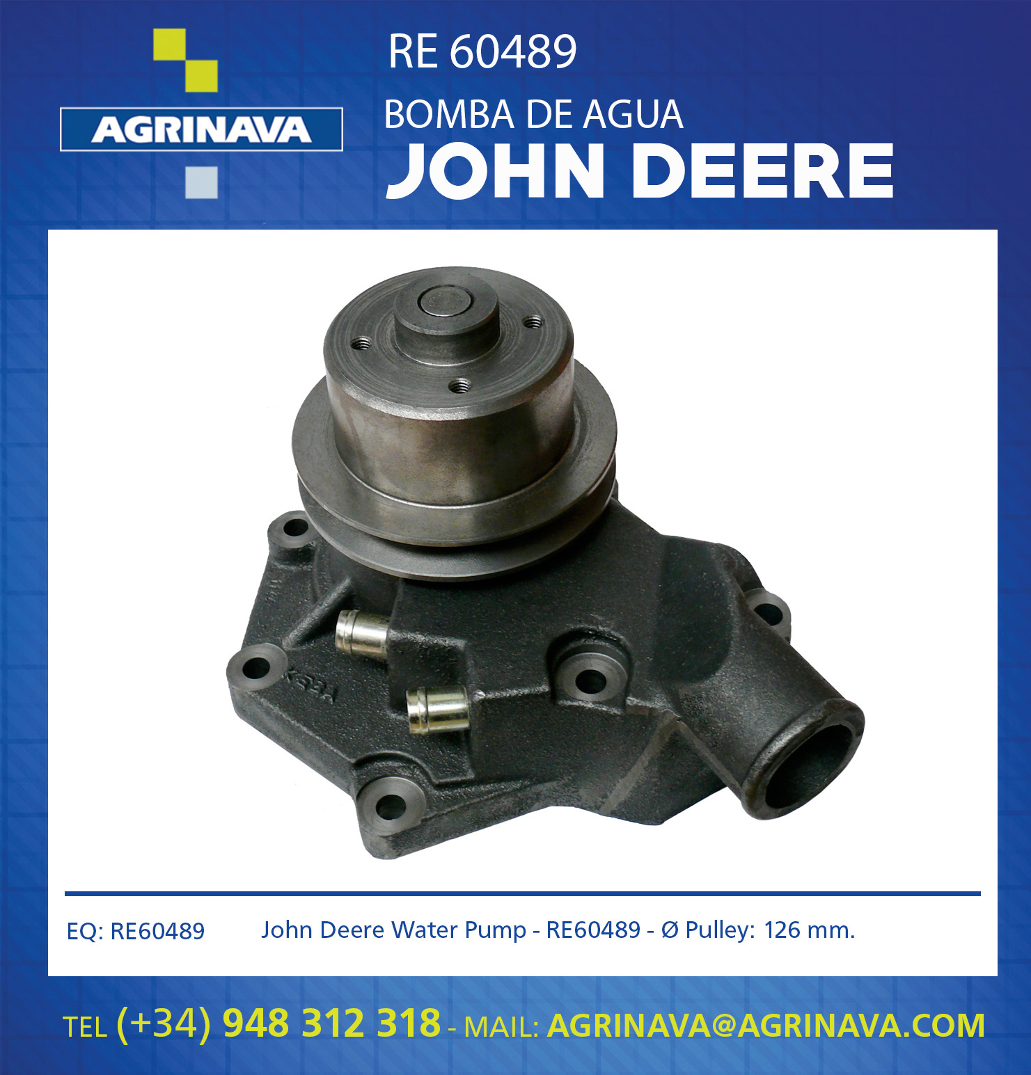 Recambios para tractores: RE60489 John Deere Water Pump