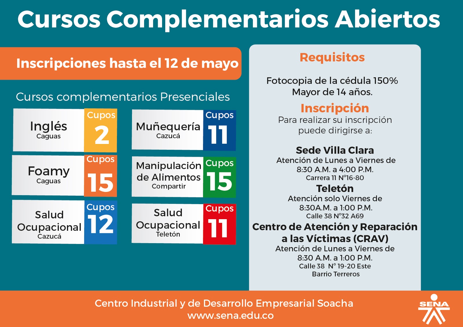 Centro Industrial y de Desarrollo Empresarial de Soacha: Oferta de cursos complementarios, cupos ...