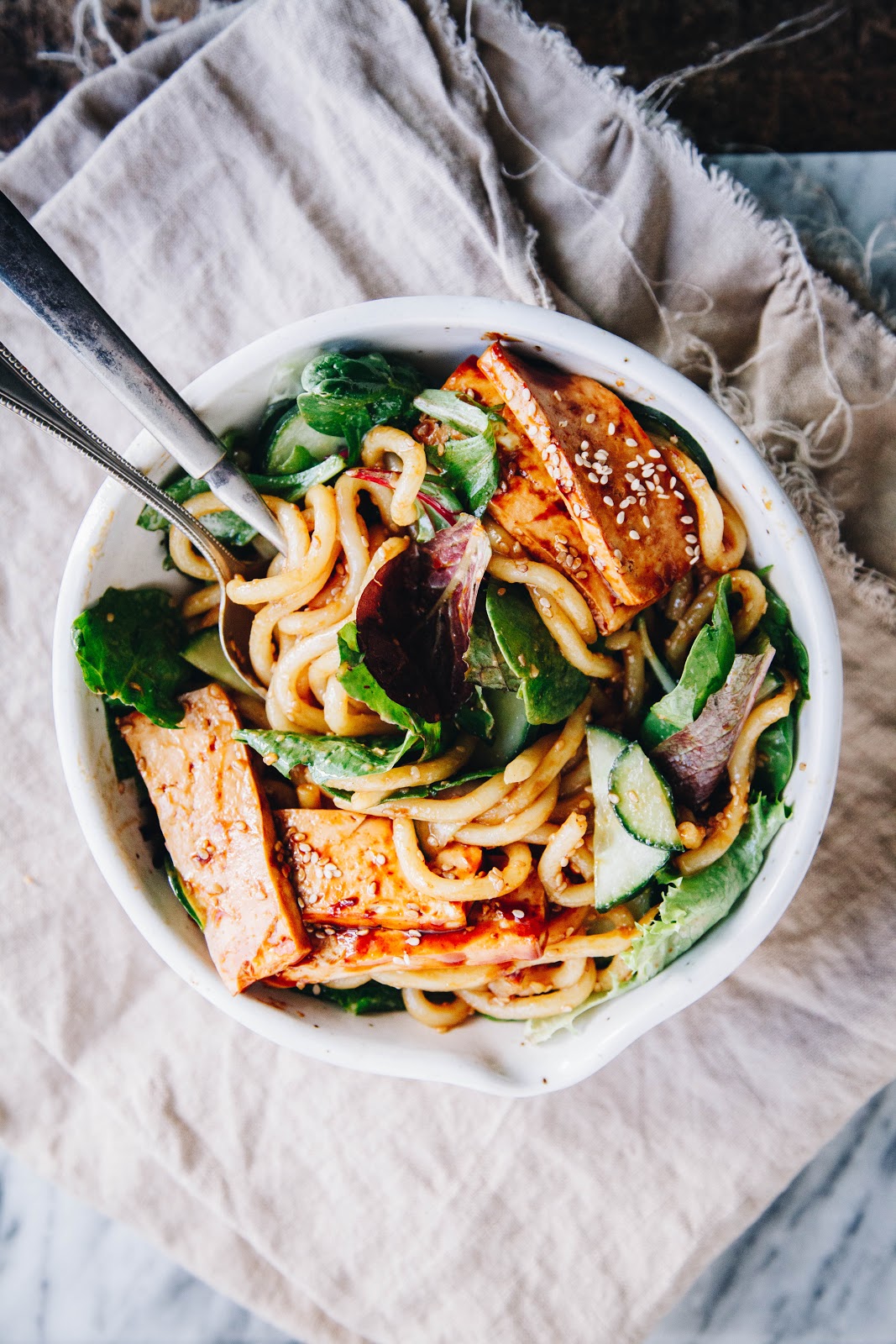 This Rawsome Vegan Life: SESAME UDON NOODLES with GREENS + SPICY TOFU