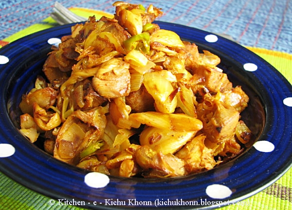 Kitchene Kichukhonn : Enchor bhaja / Stir fried raw Jackfruit
