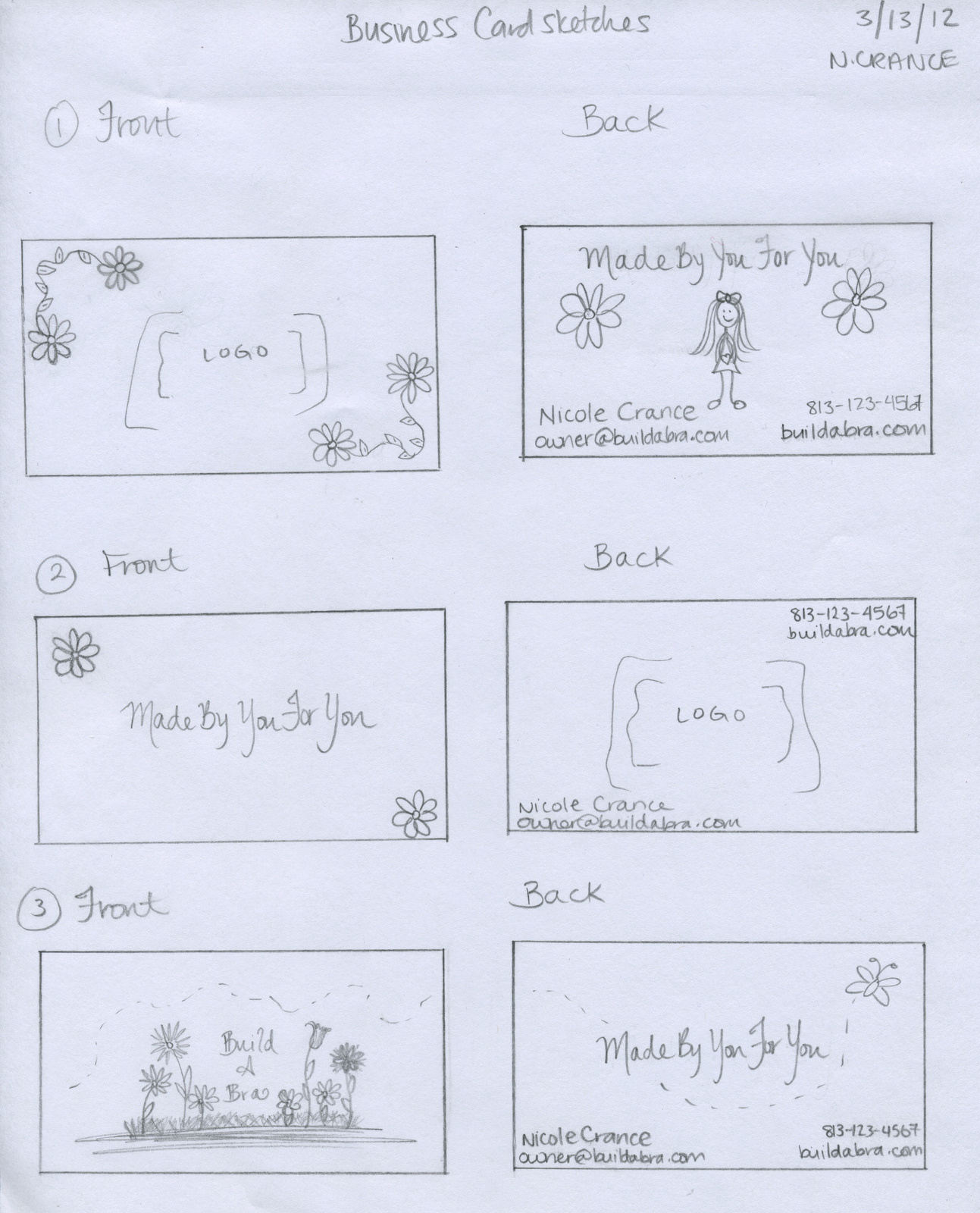 NicoleLoraine.: Business card sketches