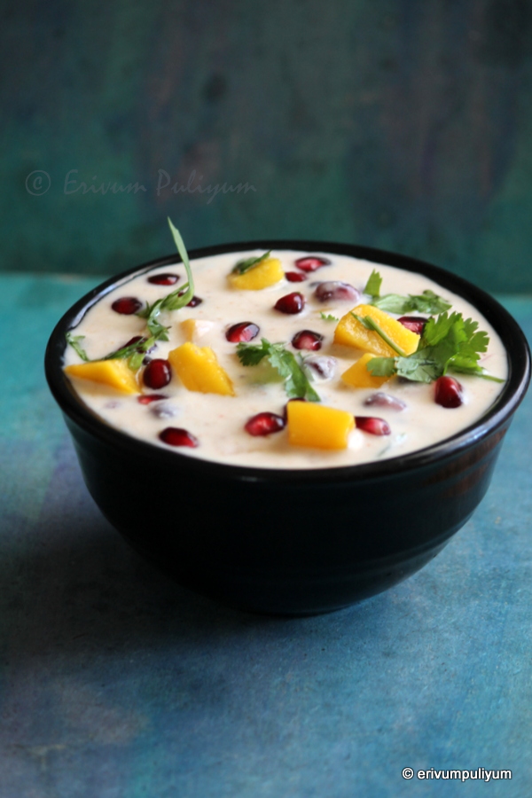 Erivum Puliyum: Pomegranate-Mango Raitha(Raita) | Fruit Raita | Easy Sides