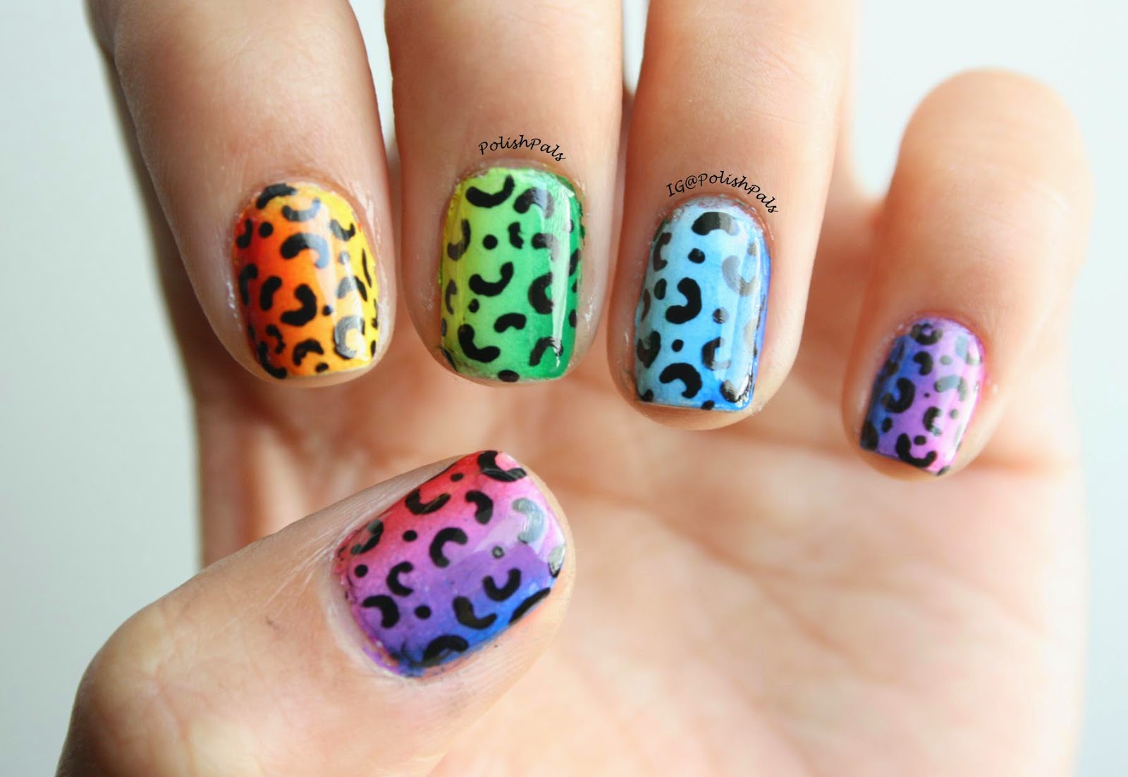 Rainbow Leopard Print Nails