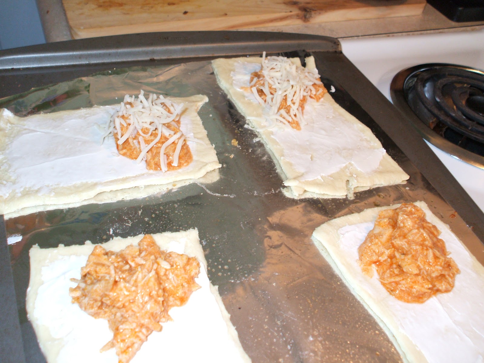 De, like the letter: Delicious: Buffalo Chicken Pockets