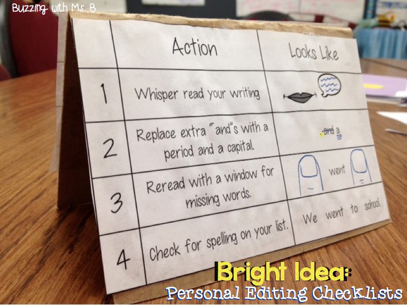 Bright Ideas Blog Hop: Personal Editing Checklists - Buzzing with Ms. B