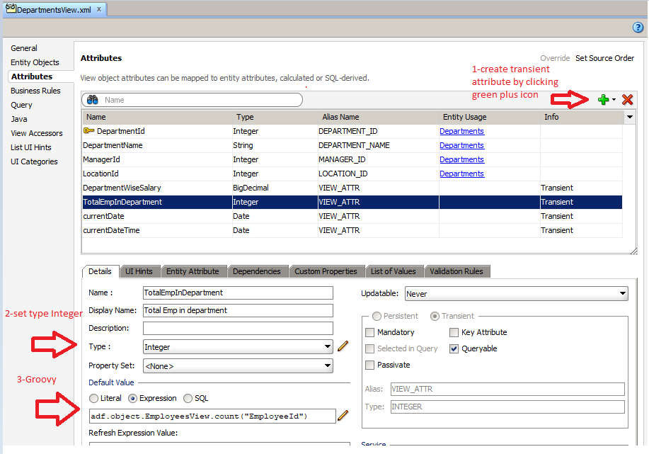 Oracle ADF : Groovy Examples in ADF (count and sum examples using groovy)