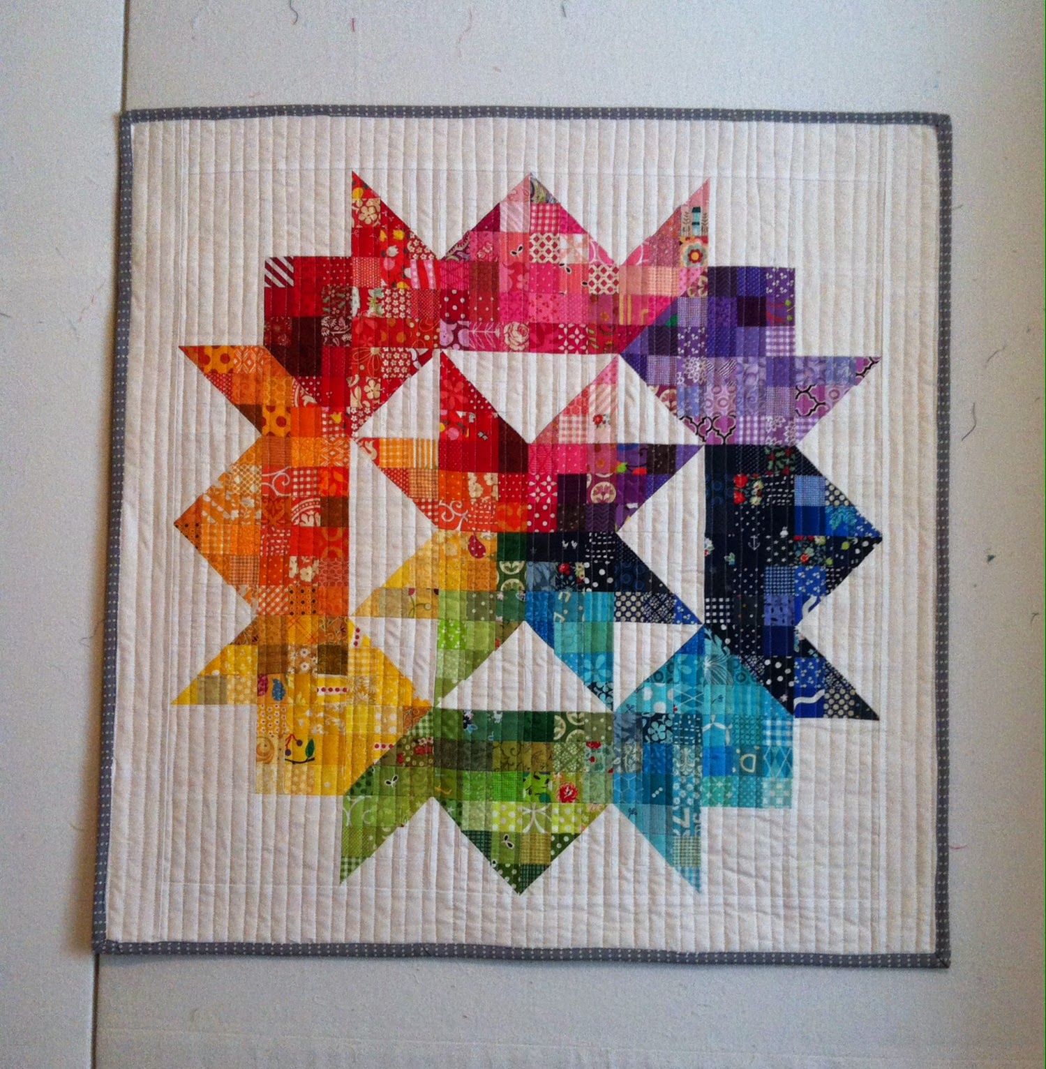 purple poppy quilts: Scrappy Spectrum Swoon