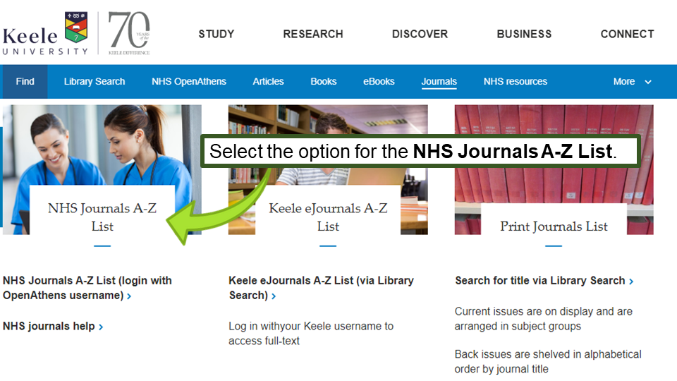 Finding NHS eJournals and accessing full-text – step-by-step