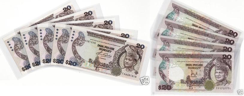 MALAYSIA BANKNOTES AND COINS: Banknote Ringgit Malaysia RM20 x 9pc ...