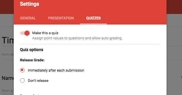 New Quizzes Feature in Google Forms