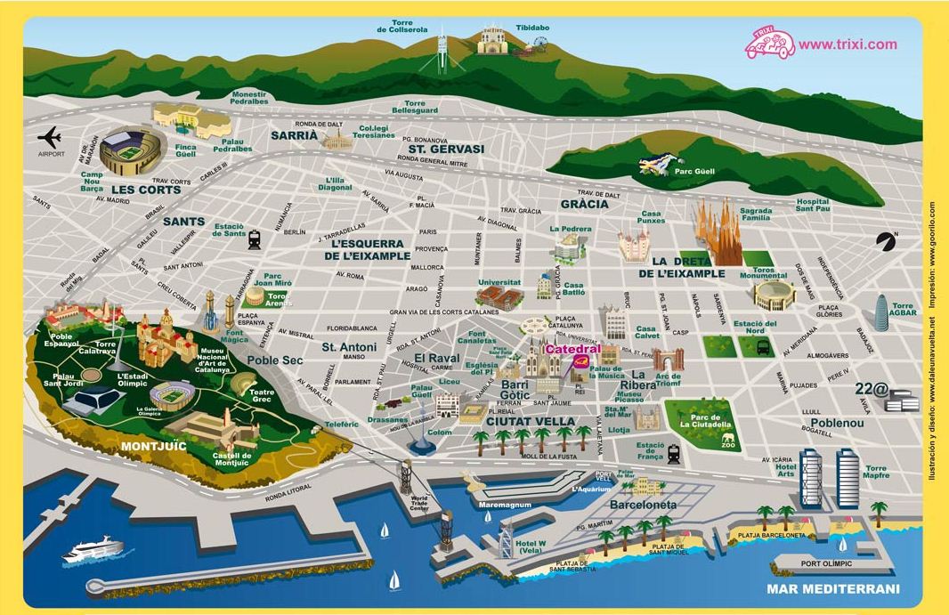 Stadtplan Mit Sehenswurdigkeiten Barcelona