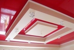 10 Red gypsum false ceiling design for living room 2015