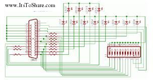 Figure. t he LED controller series through Parallel Port / LPT Port