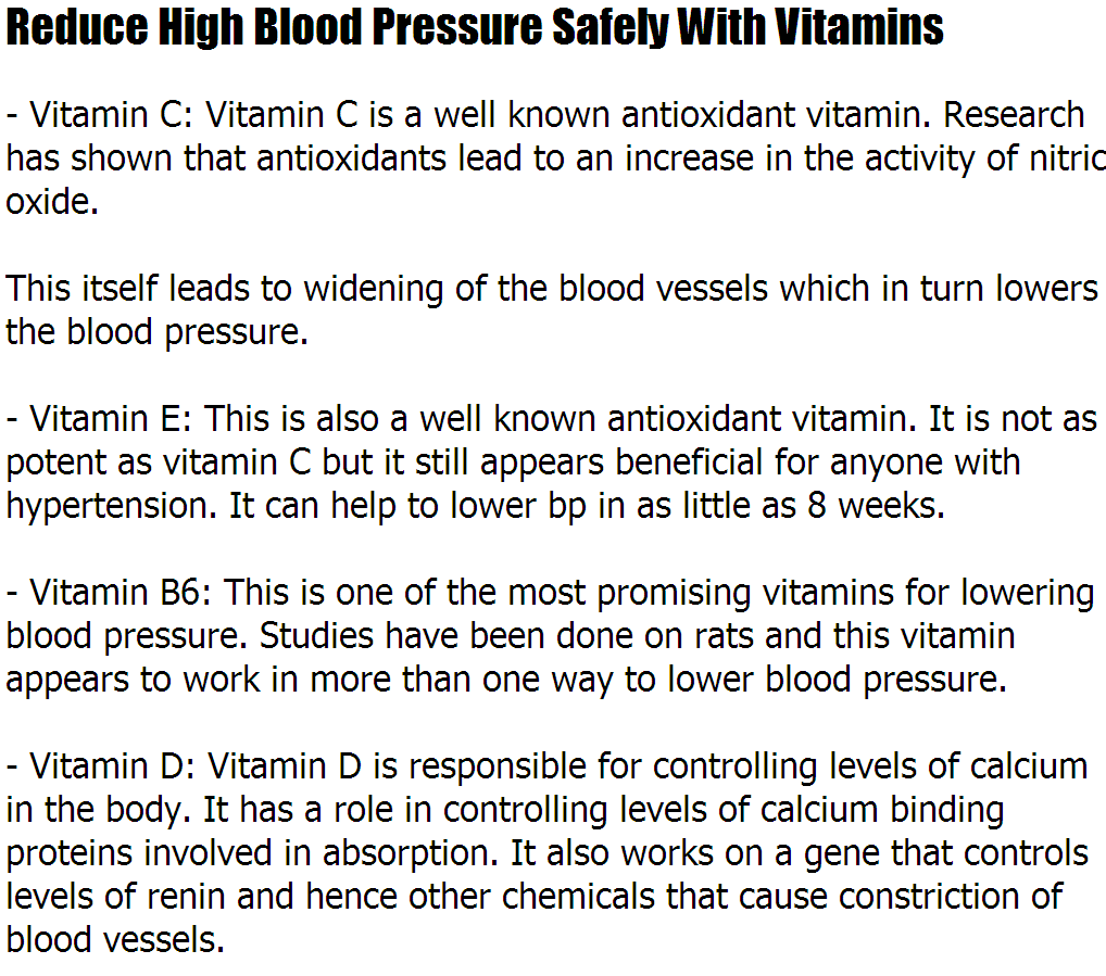 High Blood Pressure Treatment Vitamins For High Blood Pressure High Blood Pressure Treatment Vitamins For High Blood Pressure