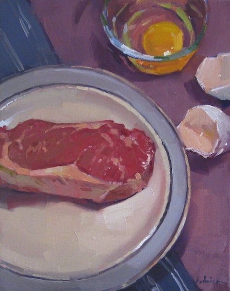 Sedwick Studio: "Steak and Eggs" meat painting still life beef food ...