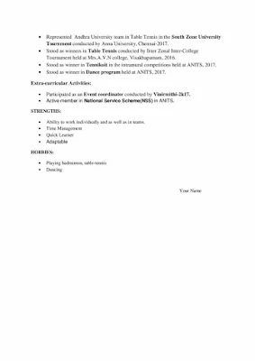 B.Tech Civil Engineer Resume Format For Freshers - Download Now!!