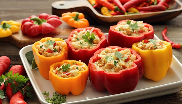 Chile morrón (pimiento) relleno de carne molida y arroz ~ fáciles ...