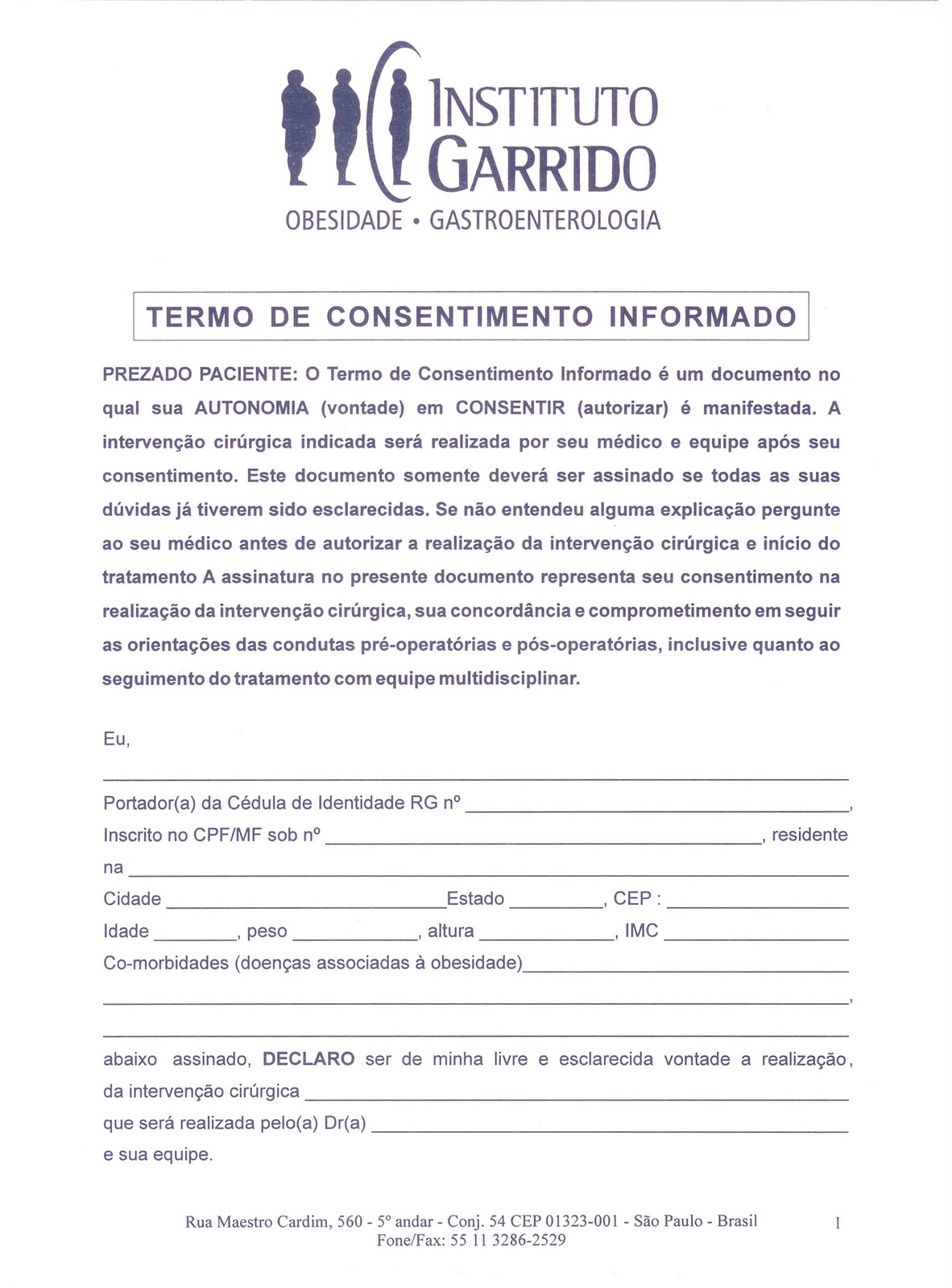 Sereianinha: Termo de Consentimento Informado