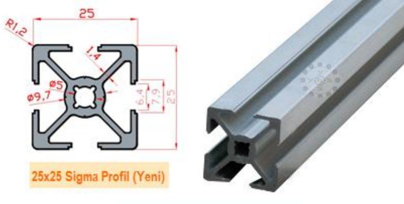 Sigma Profil Çeşitleri: Sigma Profil 25x25
