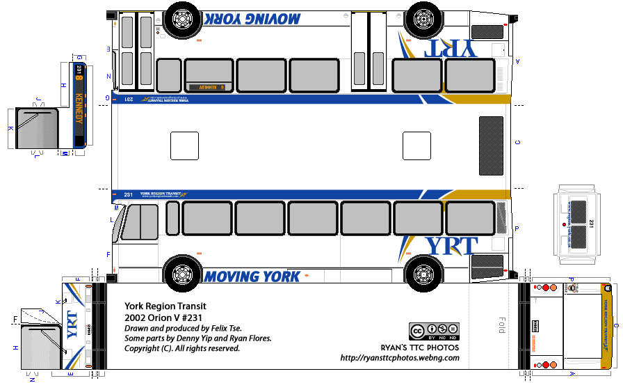 SP. Papel Modelismo: PaperBus 2002 Orion V - York Region Transit