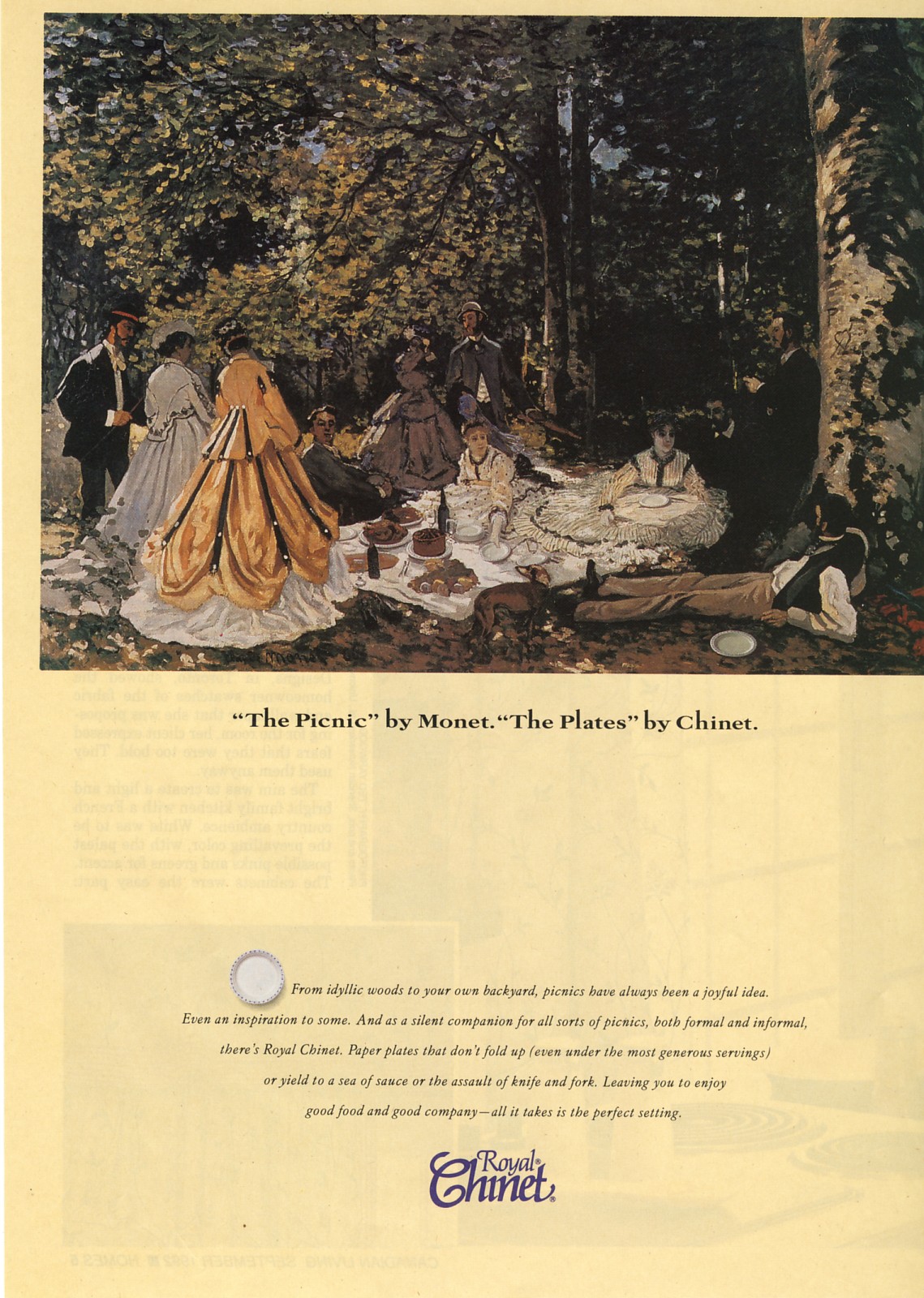1992 ROYAL CHINET Magazine Ad PAPER PLATES Monet Old Magazine Ads 1992-royal-chinet-magazine-ad-paper-plates-monet-old-magazine-ads